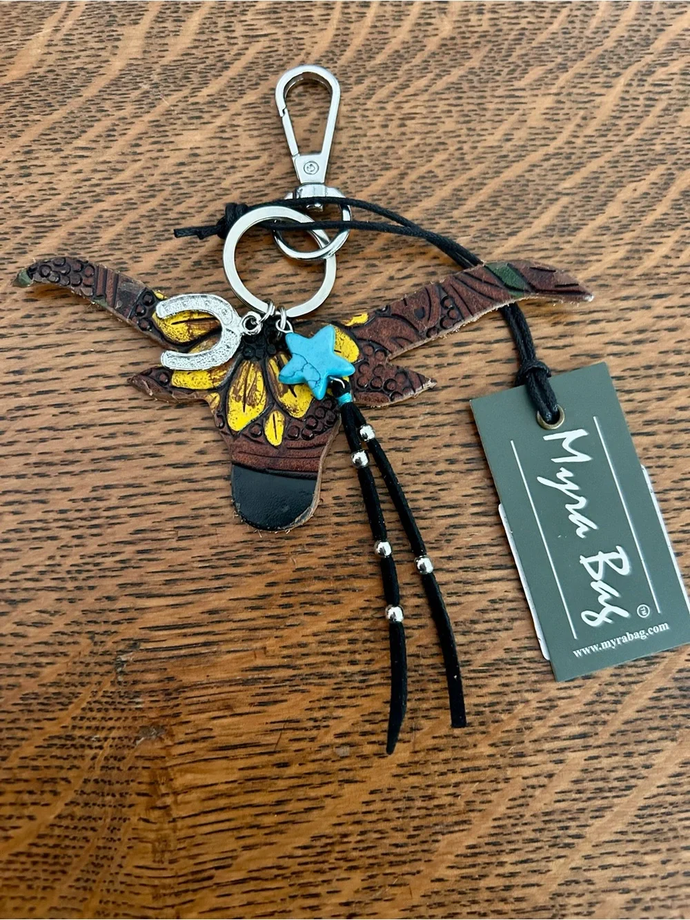 Myra Bag | Accessories | Myra Bag Brown Leather Longhorn Keychain With ...